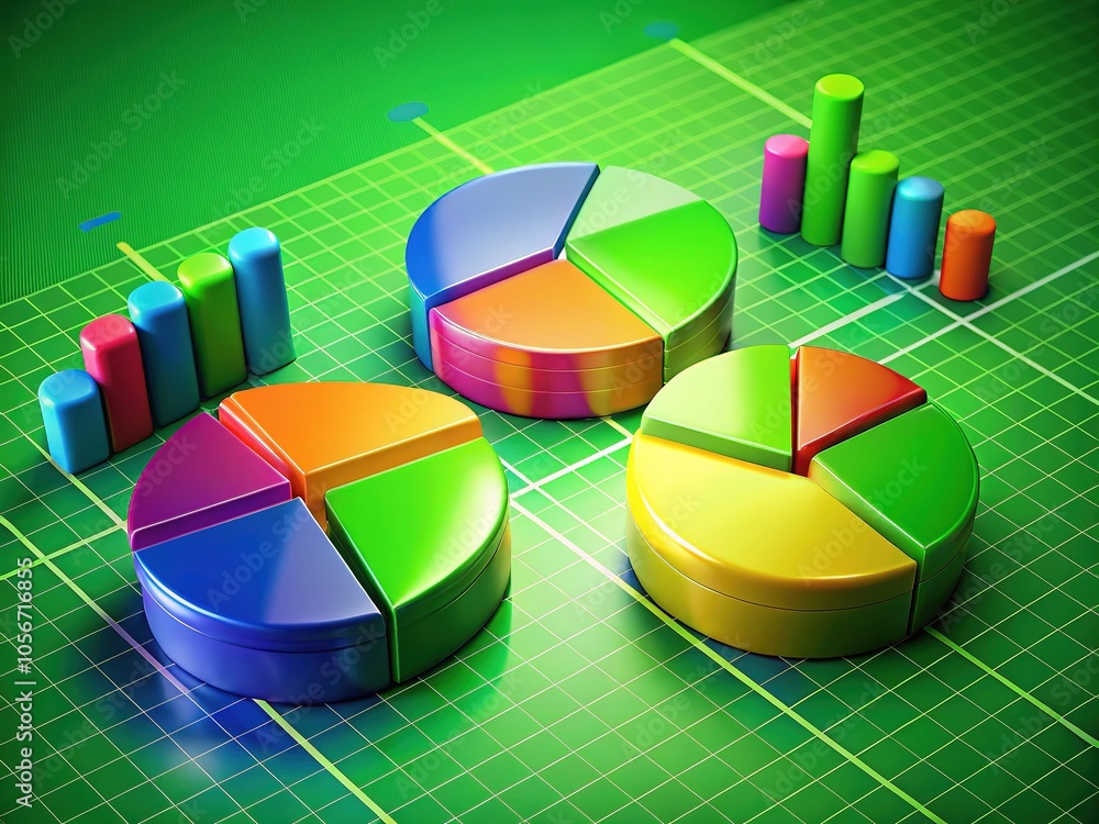 Engaging loop animation featuring three colorful pie charts against a ...