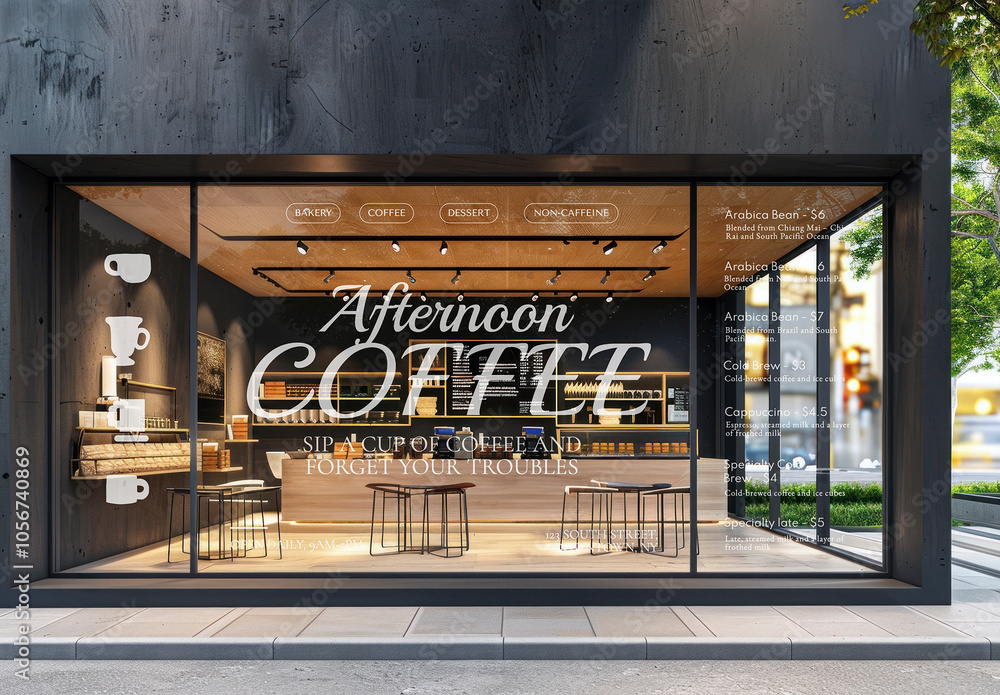 Storefront Cafe Facade Window Mockup With Generative AI Stock Template ...