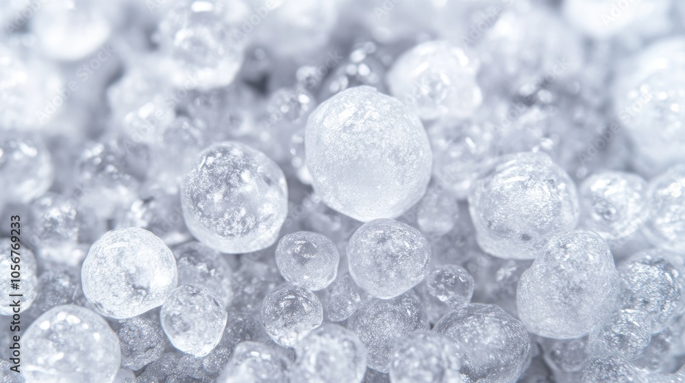 Macro close up image of graupel a form of soft hail also known as snow ...