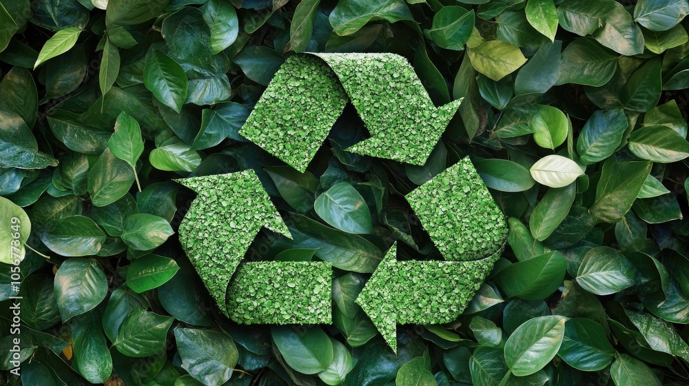Eco friendly recycling symbol created from green leaves symbolizing ...