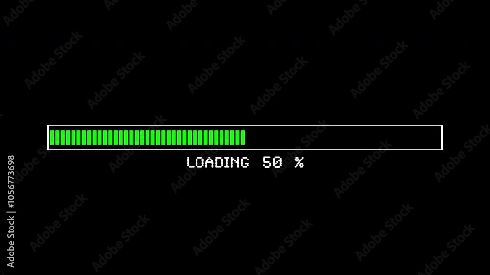 10 Second Loading Progress Bar. Green Loading Bars on Black Background ...