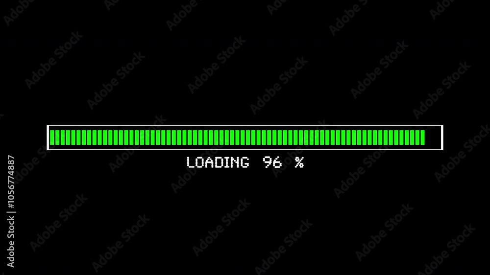 5 Second Loading Progress Bar. Green Loading Bars on Black Background ...