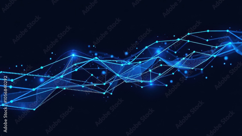 Abstract and technical visualization of natural language processing systems featuring data flows ...