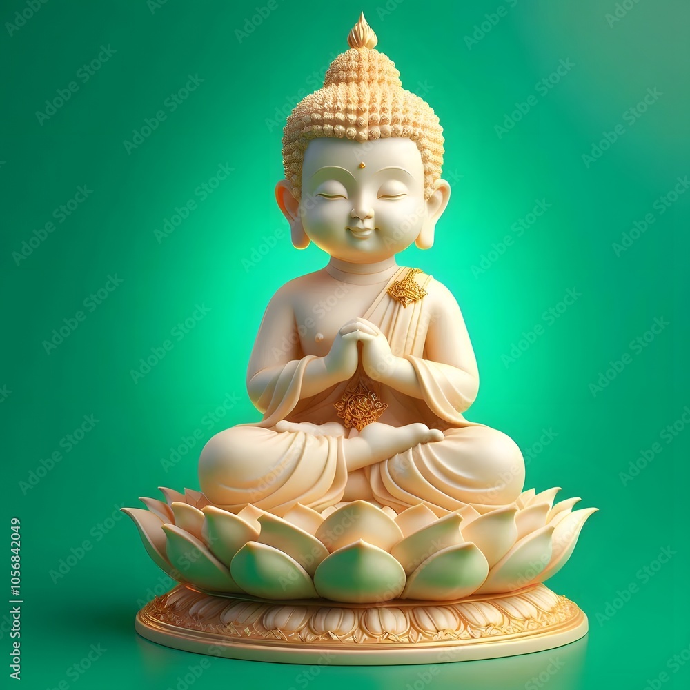 3D Buddha with beautiful face in Thai art style, Childhood, Clear, Full ...