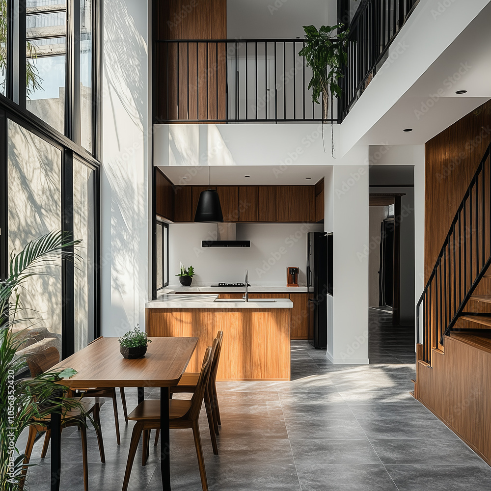 a house with loft design, modern interior design of a home with an open ...