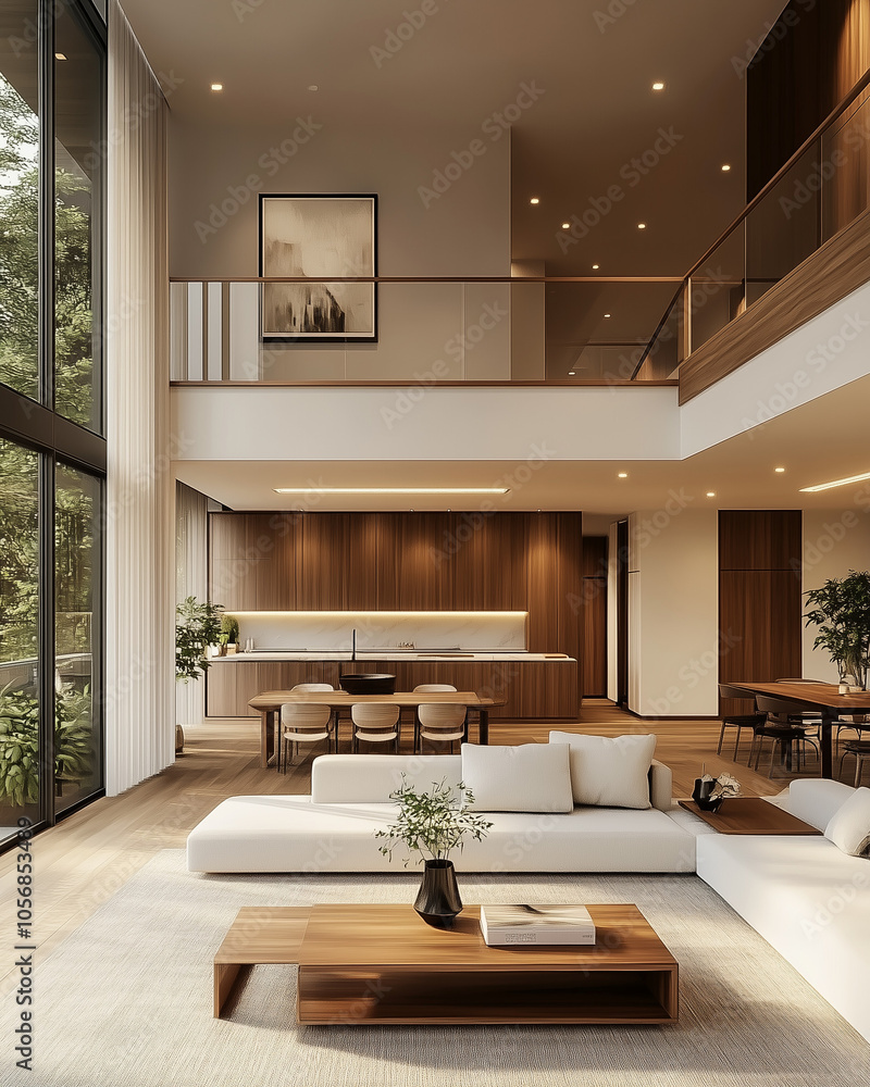 a house with loft design, modern interior design of a home with an open ...