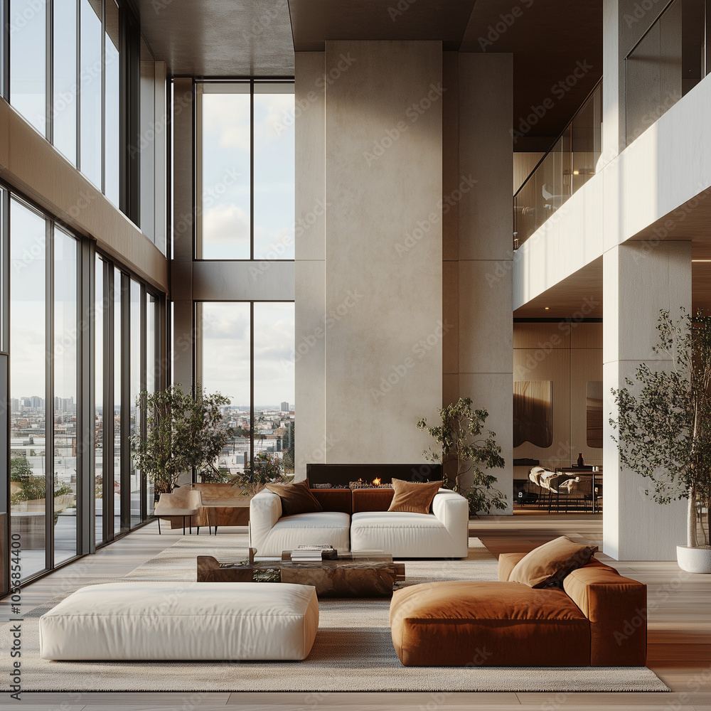 a house with loft design, modern interior design of a home with an open ...