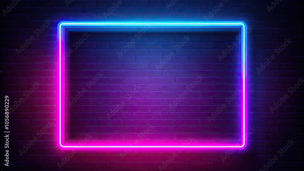 Neon border square picture frame, neon, square, rectangle, picture ...