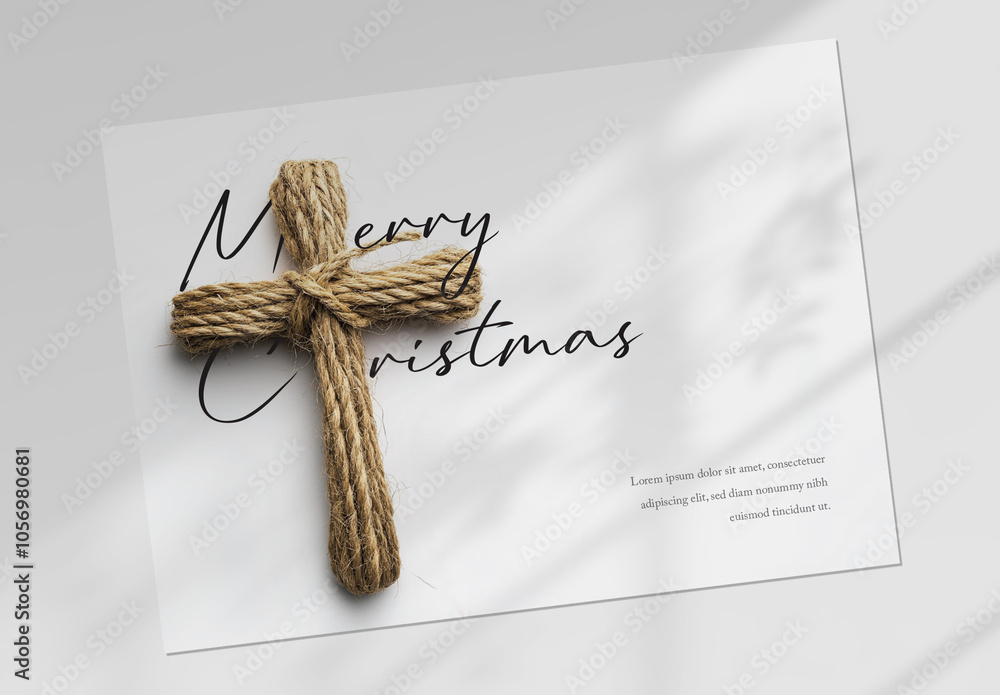 Christian Cross Card Layout For Christmas Greetings, Generative ai ...