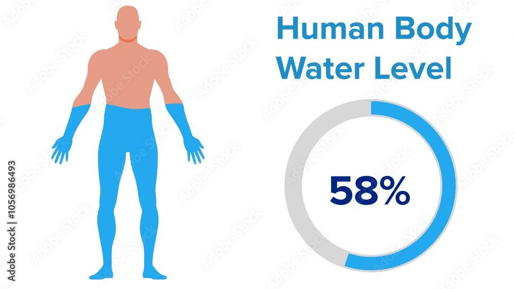 Human Body water level, Water Percentage in human body animated ...
