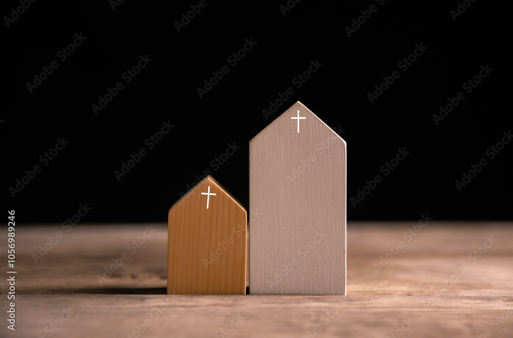 Church with its cross symbolizing Jesus Christ, stands as holy building ...