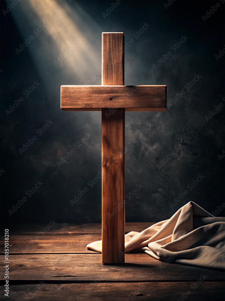 wooden cross sky, A cross lit from behind, a symbol of Christianity ...