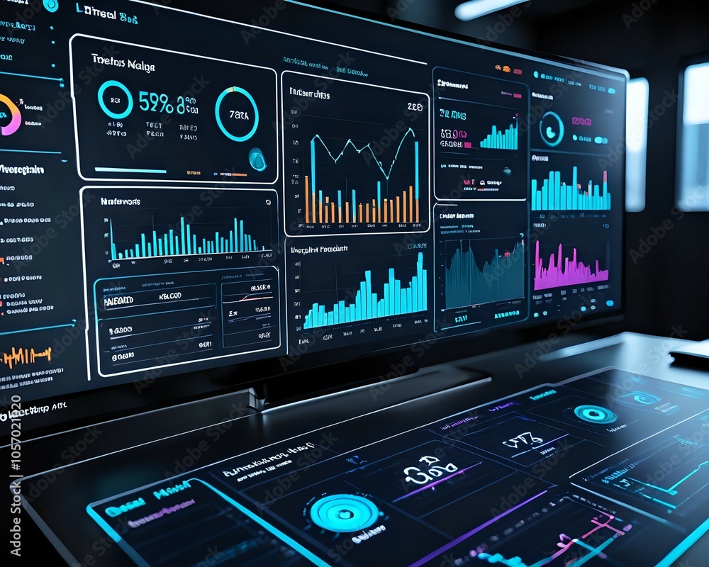 Data analytics automated with AI technology. Big data, business ...