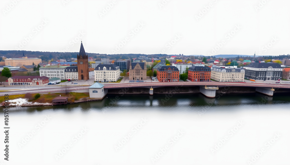 Aerial View Of Landmark Buildings And Rue Belvedere Nord Bridge Above ...