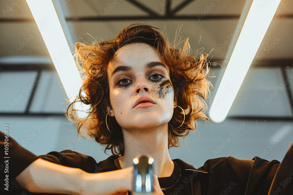 aesthetic photography of woman with disheveled hair and smeared makeup ...