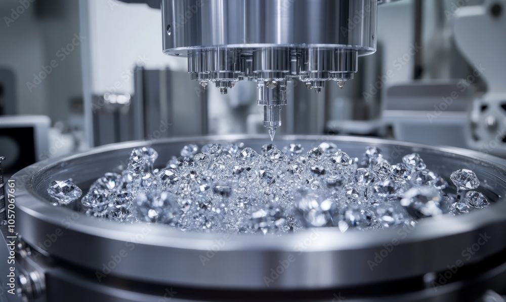 A state-of-the-art CVD diamond growth machine operates, carefully ...