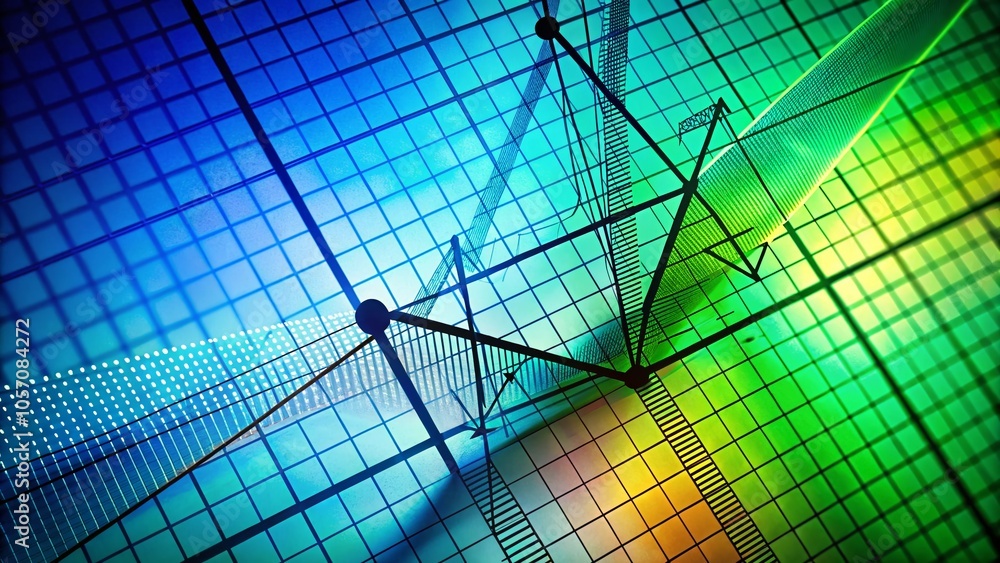 Geometric Silhouette of Coordinate Axes with Green Cartesian Scale and ...