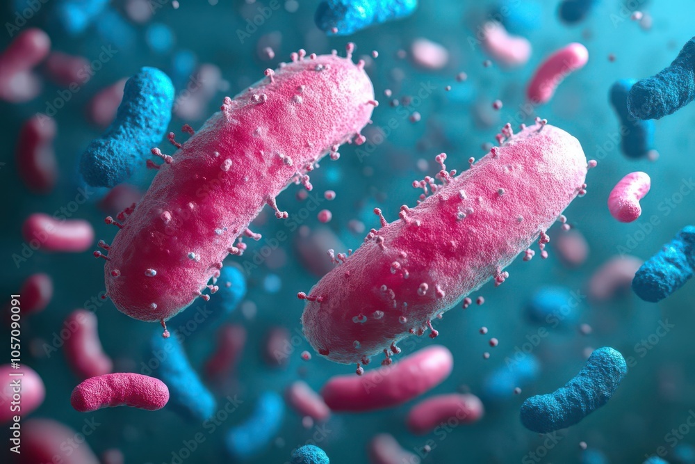 Contrast between Lactobacillus and harmful E coli in flat design, top ...