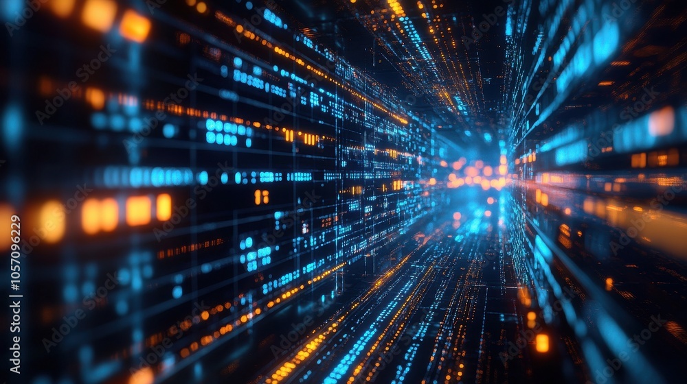 Dynamic depiction of data flowing through the internet, visualized as ...