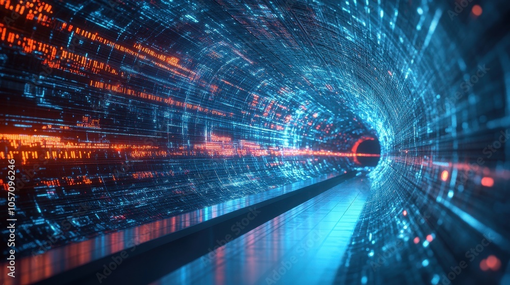 Dynamic depiction of data flowing through the internet, visualized as ...