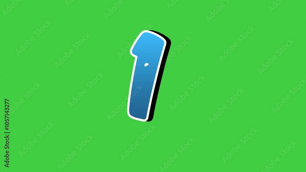 Number 1 one symbol sign animation motion graphics cartoon blue color ...