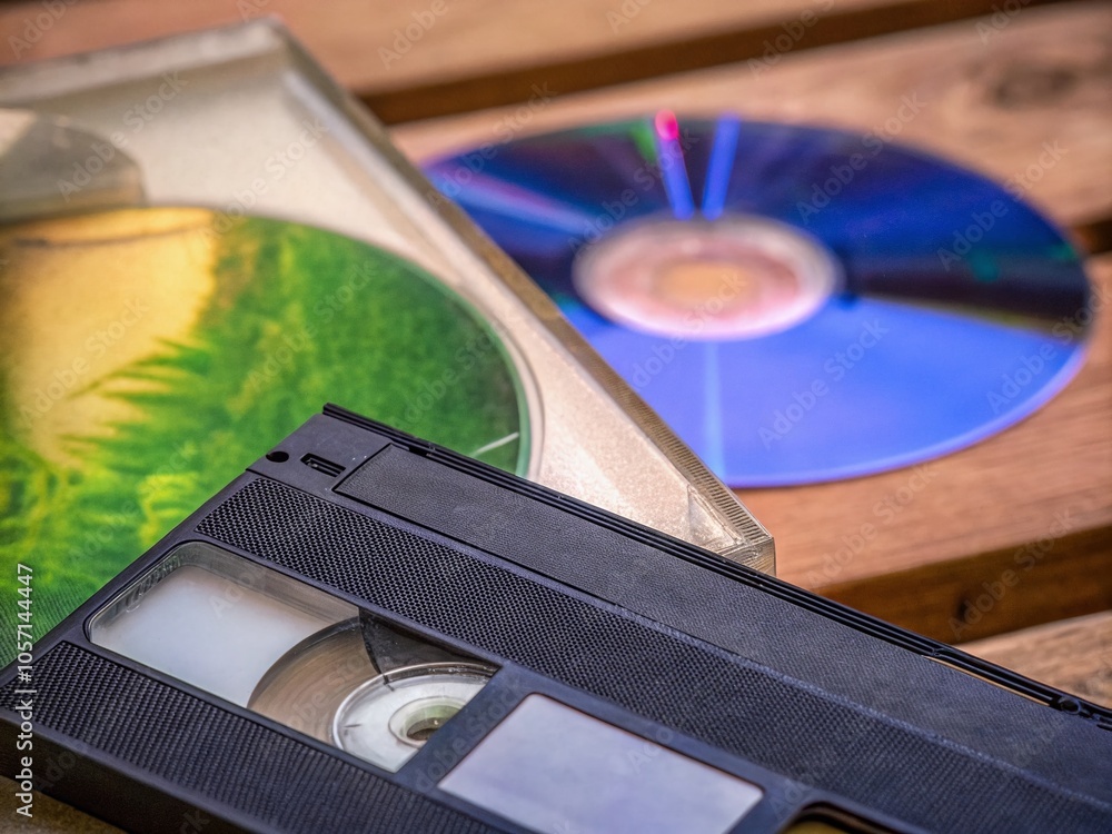 Nostalgic Old Video Tapes and DVD Player in Documentary Style ...