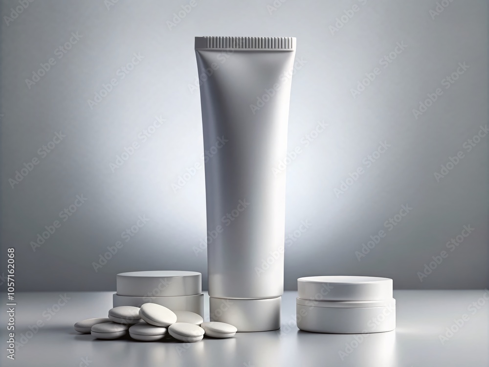 Round White Aluminum Tube for Effervescent Tablets with Pills Stacked ...