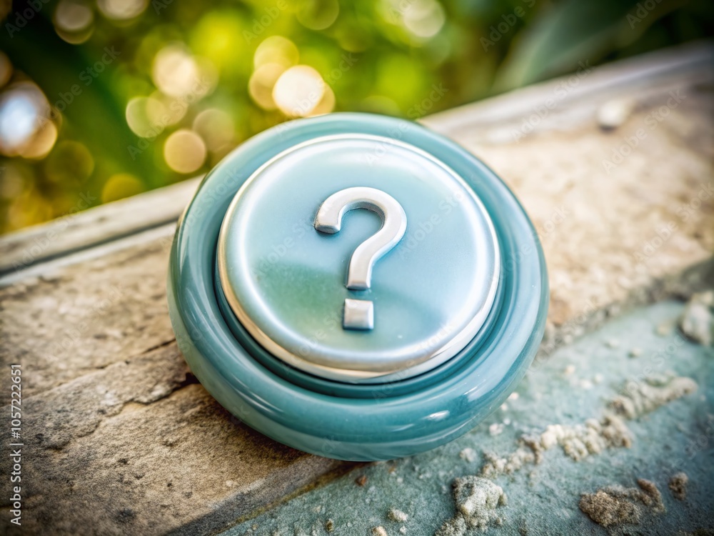 Vintage Style 3D Question Mark Button in Glossy Blue Circle for FAQ and ...