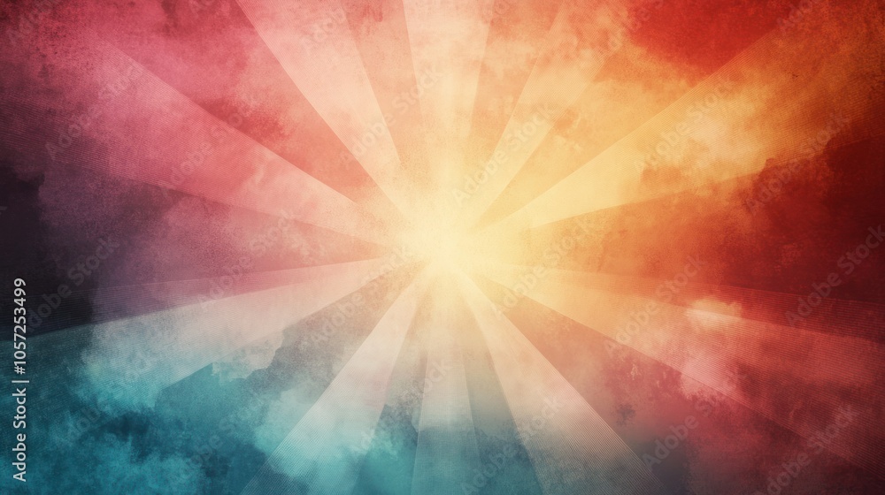 Vintage color burst with faded tones and retro gradients, an explosion ...
