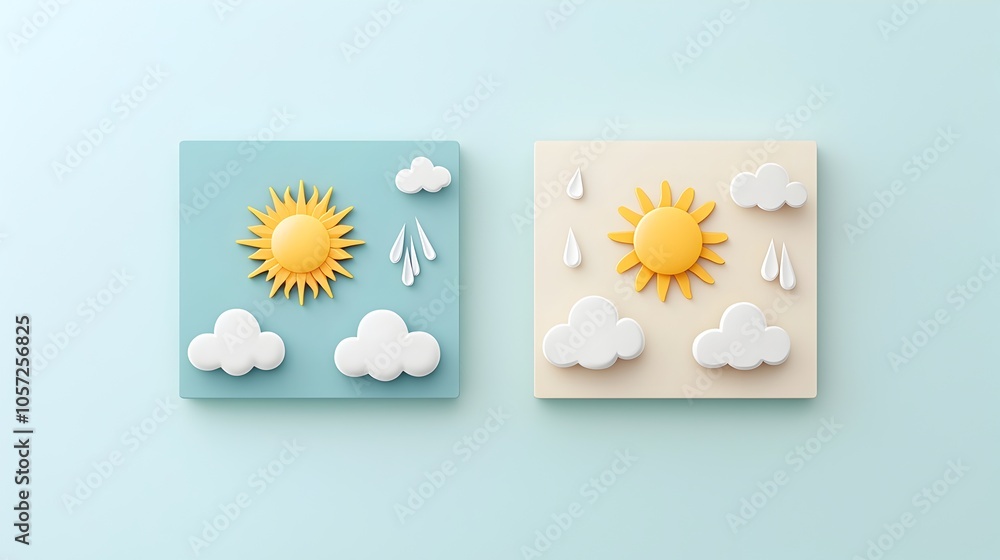 Minimalist and modern two tone weather icons featuring sun clouds and ...