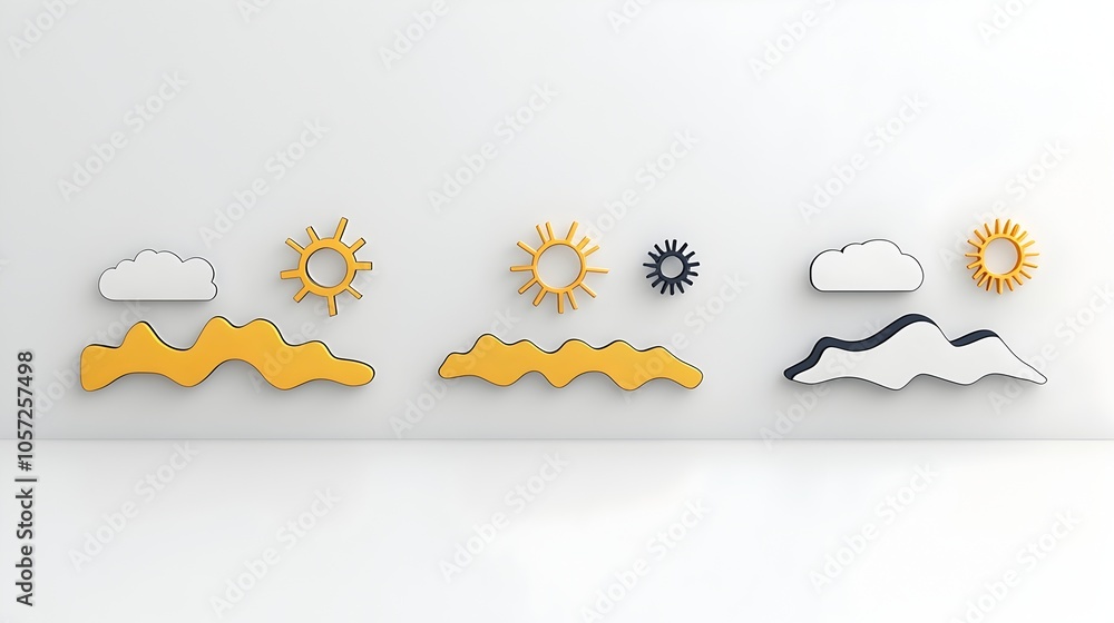 Minimalist Weather Symbols in Contrasting Colors Representing Mist Heat ...