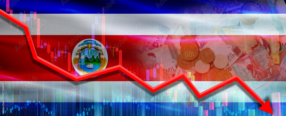 Costa Rica financial crisis on economic graph. Financial fall of Costa ...
