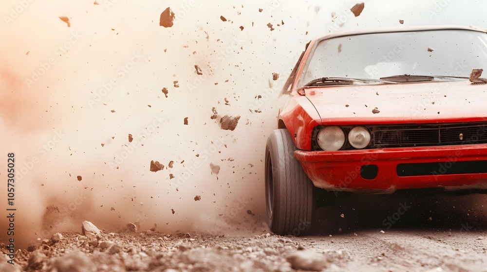 Dramatic car crash scene during a high speed race with the vehicle ...