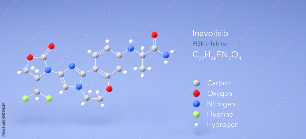 inavolisib molecule, molecular structure, anti-cancer medication, 3d ...