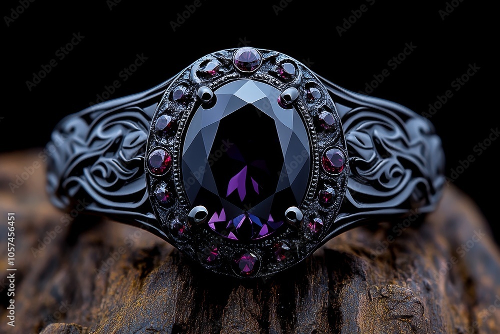 Gothic fine jewelry with dark, intricate metalwork and deep gemstones ...