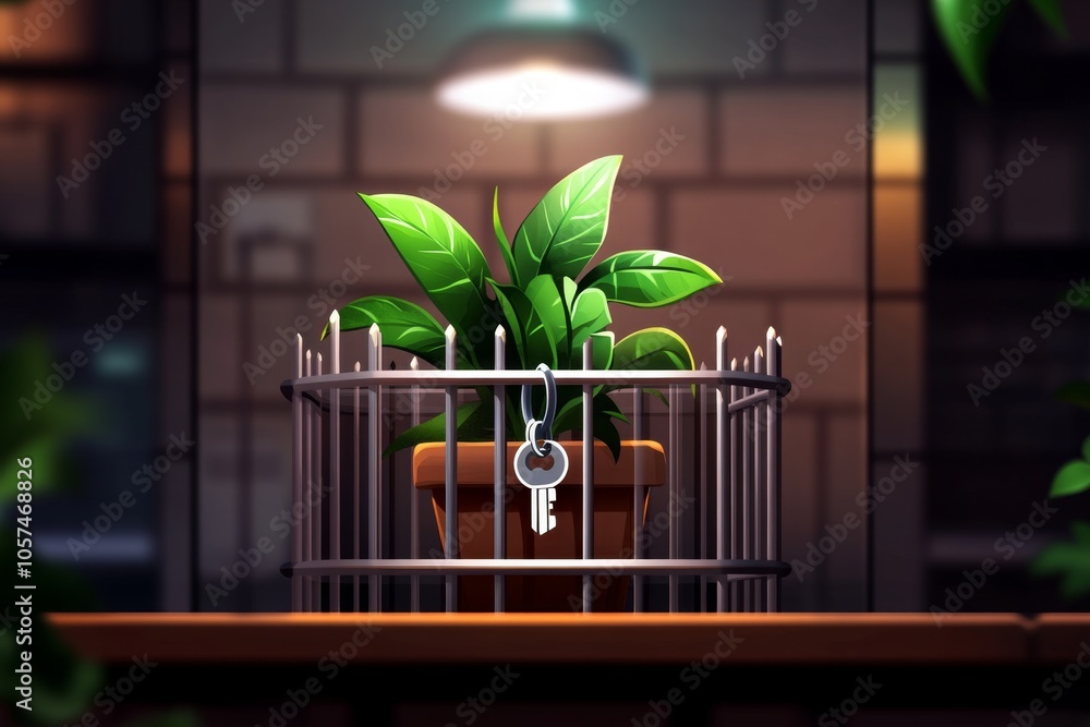 Vintage-style illustration of a classic jail cell with iron bars and an ...