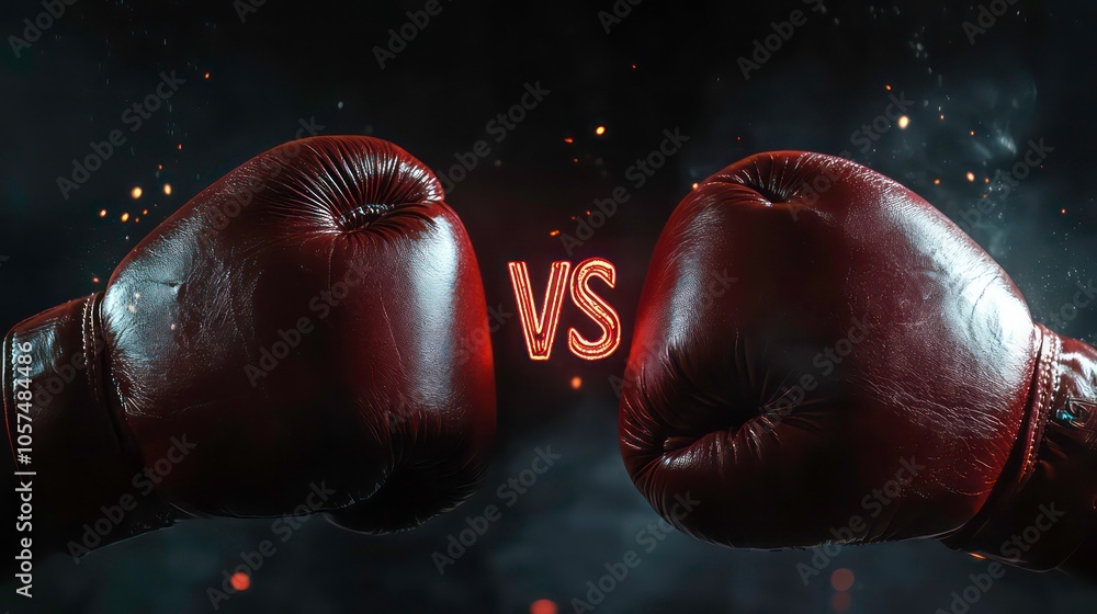 wide poster of hot fighting boxing gloves with the VS letters for ...