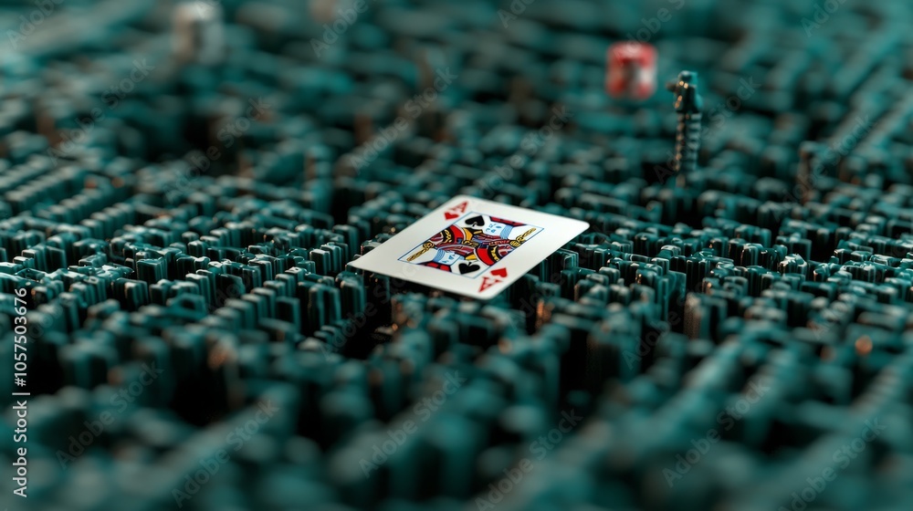 Ace of Spades card lies on an abstract digital background with a chess ...