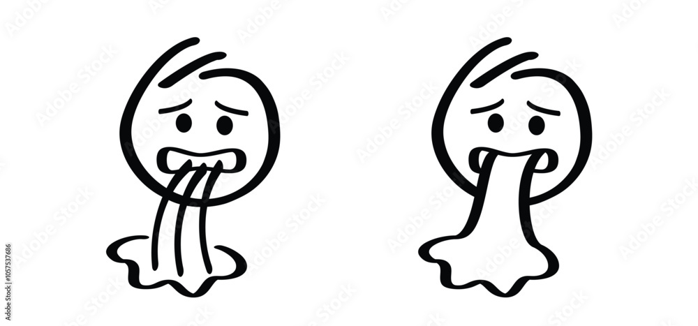 Vomit face icon. Anxiety and vomiting concept. Sick person to vomiting ...