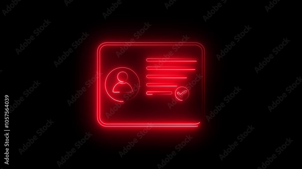 Neon ID Card icon. Identification card outline icon. personal ...