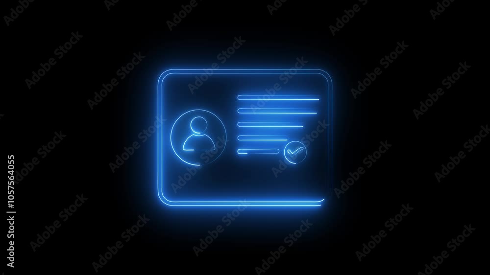 Neon ID Card icon. Identification card outline icon. personal ...