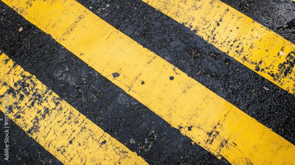 Black and yellow barrier tape lines prohibit entry symbolizing a clear ...