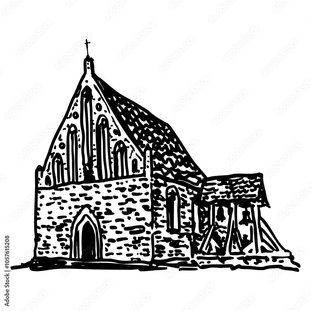 Church St Nikolai zu Bauer in Wehrland. Medieval German boulder church ...