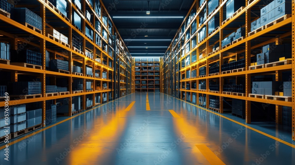 Smart warehouse layout with automated inventory flow, logistics ...