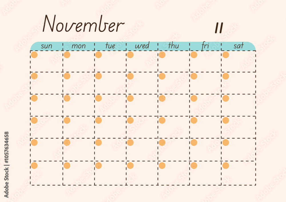Monthly calendar planner template for November, time menagement concept ...