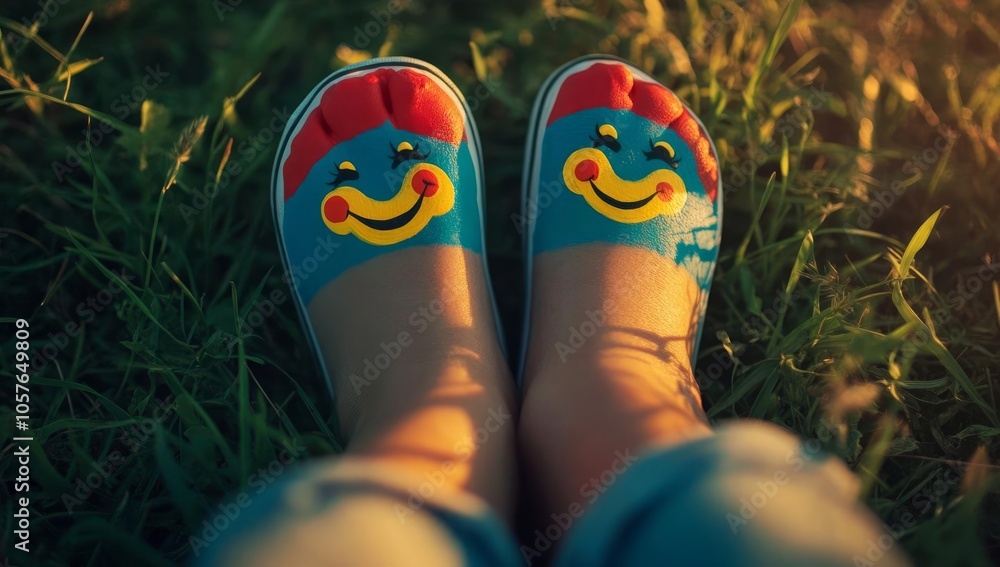 Child Feet Art Grass Drawing, Smiley Face Drawing, Love Shape Art ...