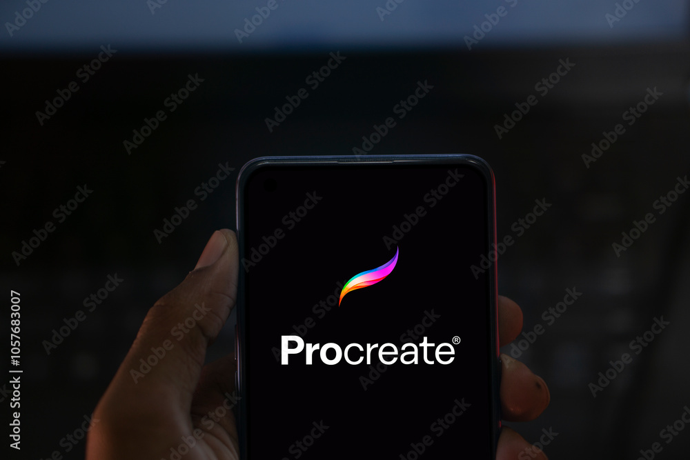 Dhaka, Bangladesh- 31 Oct 2024: Procreate logo is displayed on smartphone. Procreate is a raster ...