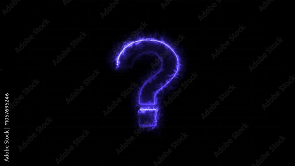 Neon question mark glowing against a dark background. Glowing neon ...