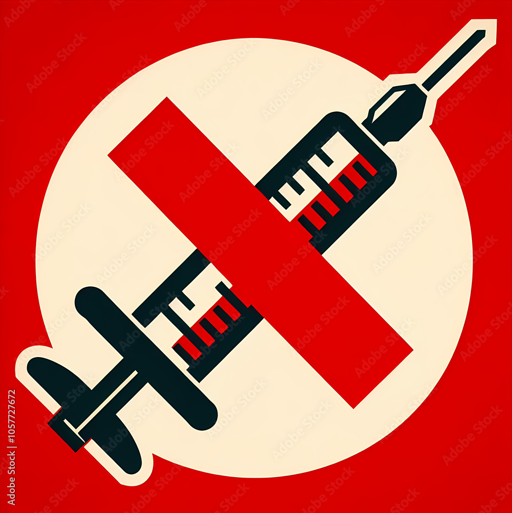 Stop doping and no drugs. Medical syringe crossed out with red line in ...