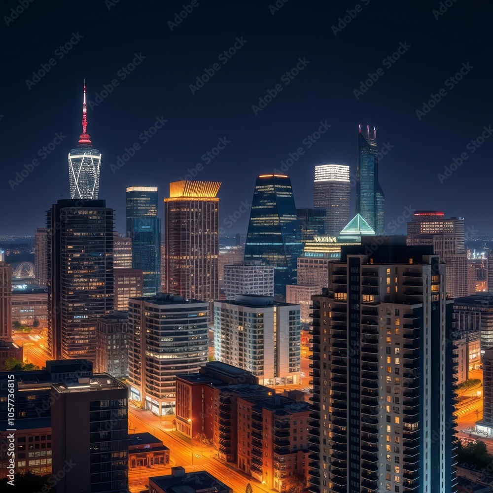 Downtown city skyline at night oklahoma city oklahoma united states of ...